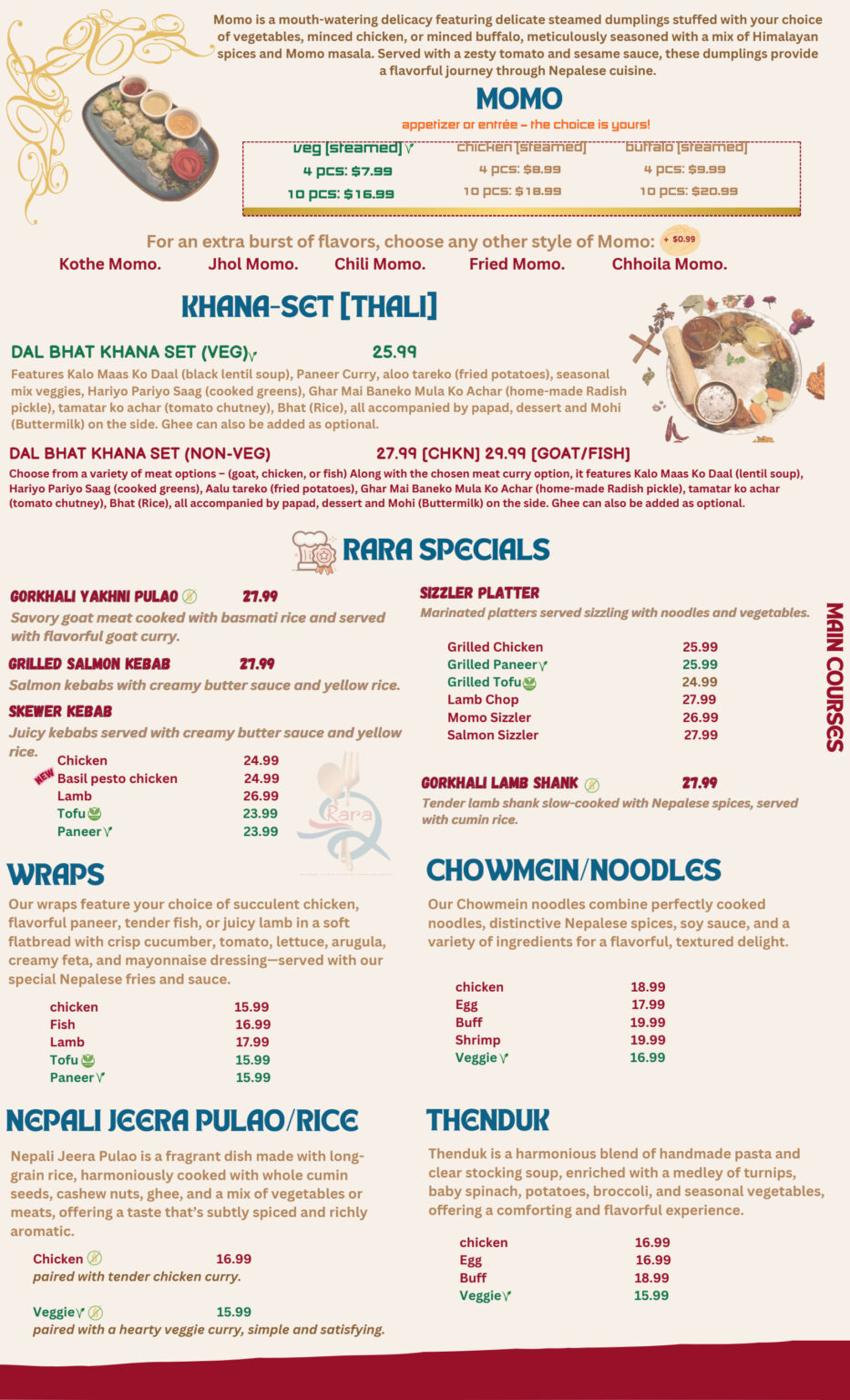 Menu - Rara Restaurant